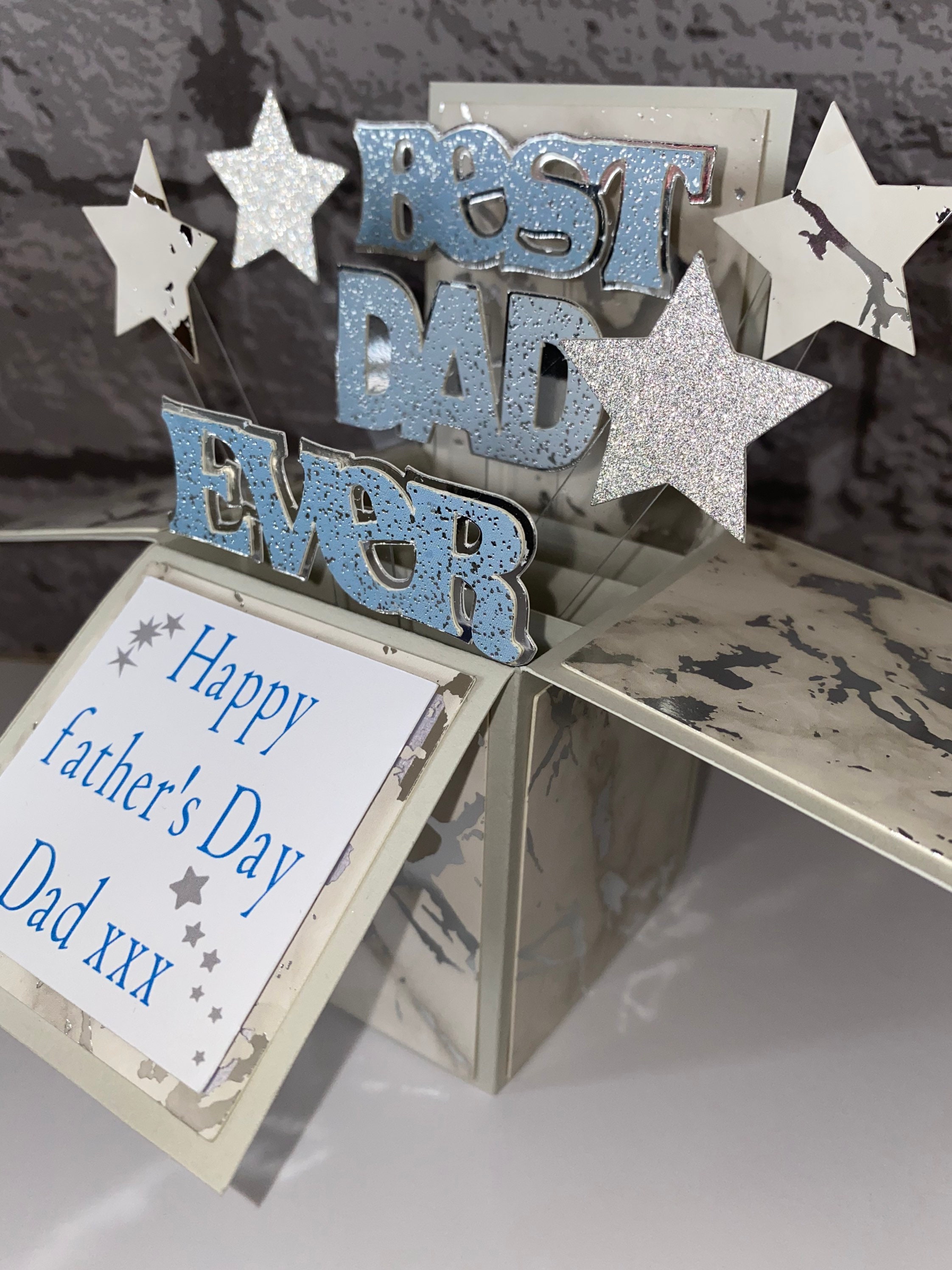 Fathers Day pop up box card best dad ever card fathers day | Etsy