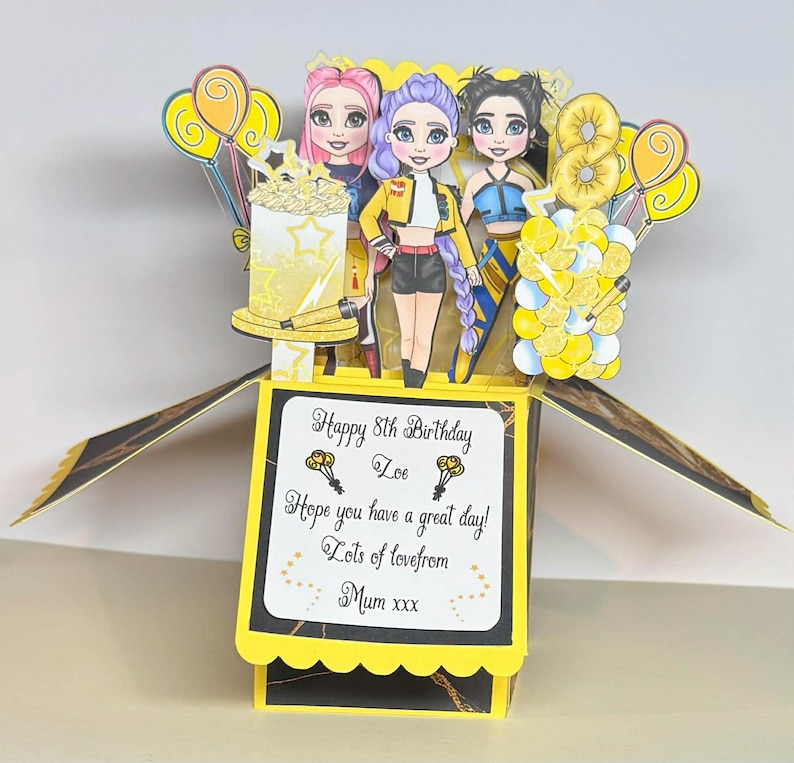 K Pop Inspired Birthday Card, Pop up Box Card, Personalised Birthday ...