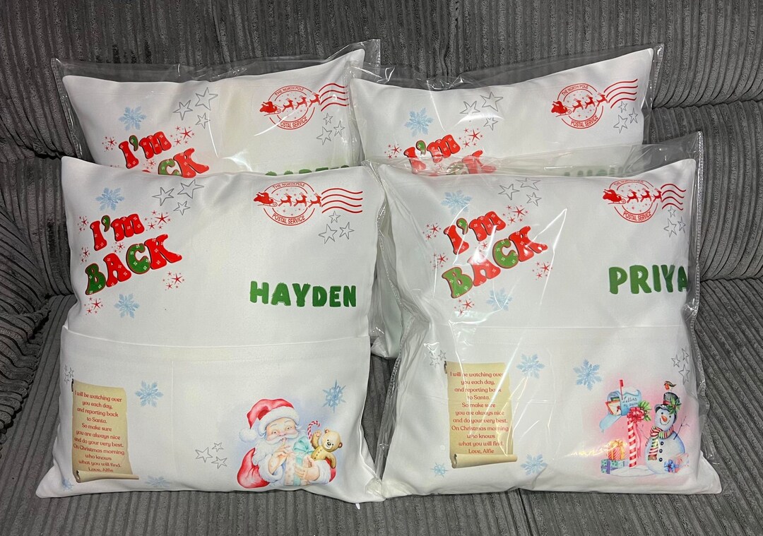 Personalised Elf Arrival Cushion With Pocket, Elf Cushion Cover, Elf ...