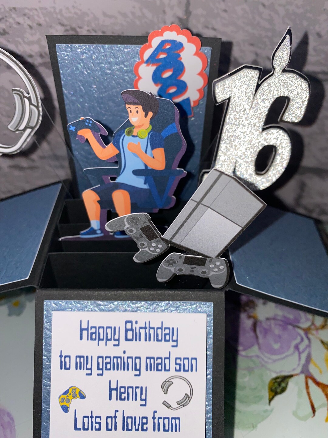 Boys and Girls Gaming Card, Birthday Gamers Pop up Box Cards, Gaming ...