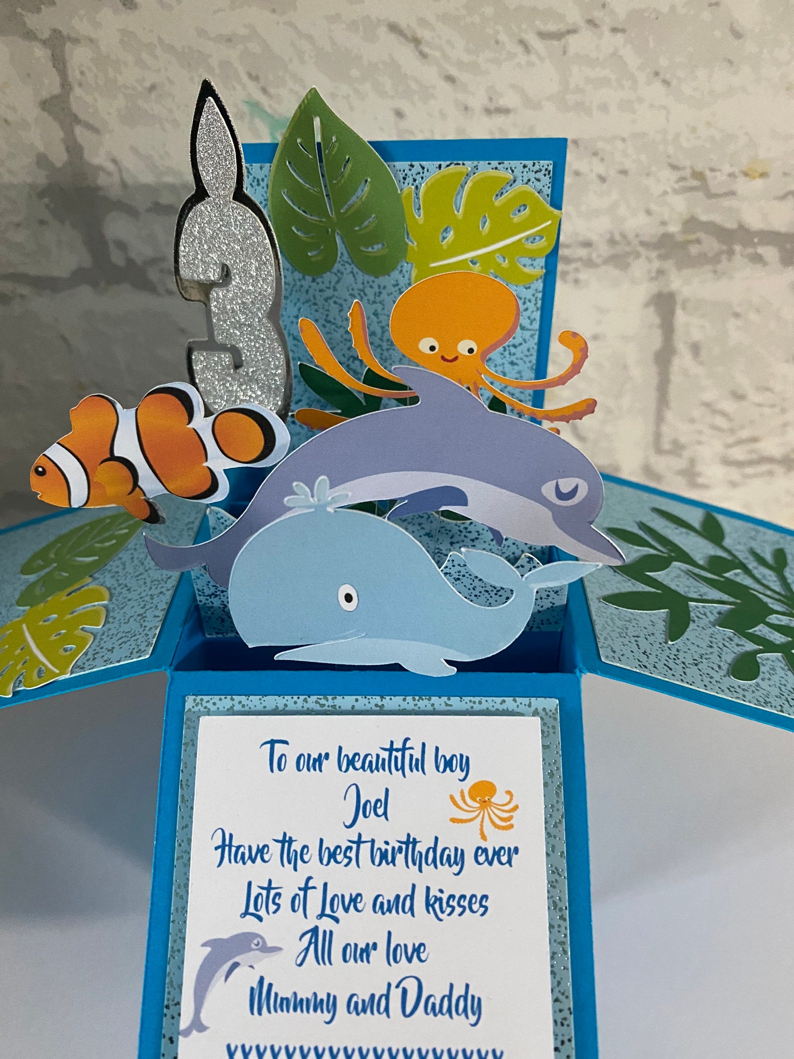 Birthday Pop up Box Card, Birthday Card, Fish Fans, Fish Themed, Fish ...