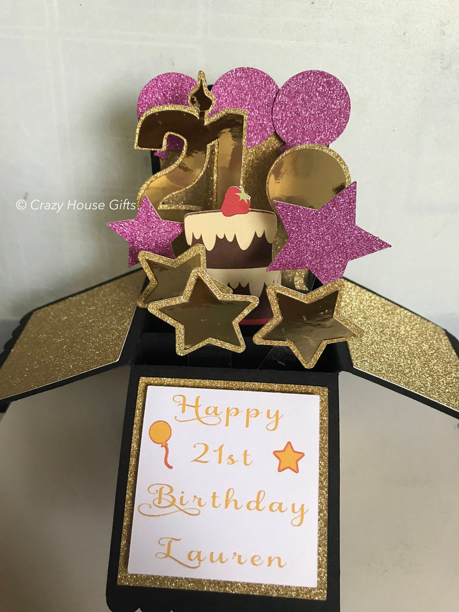 Birthday Pop up Box Card, 21st Birthday, Handmade Cards, Personalised ...