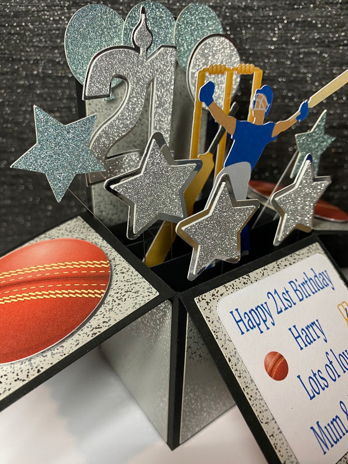 Cricket Birthday Card, Pop up Box Card, 18th Birthday, 21st Birthday ...