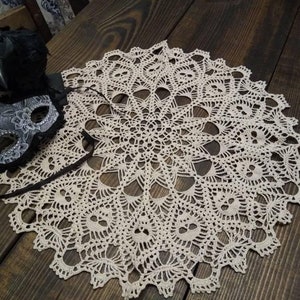 Crown of Skulls Doily - WHITE Crochet Doily - Crochet Lace - Skull Lace ...
