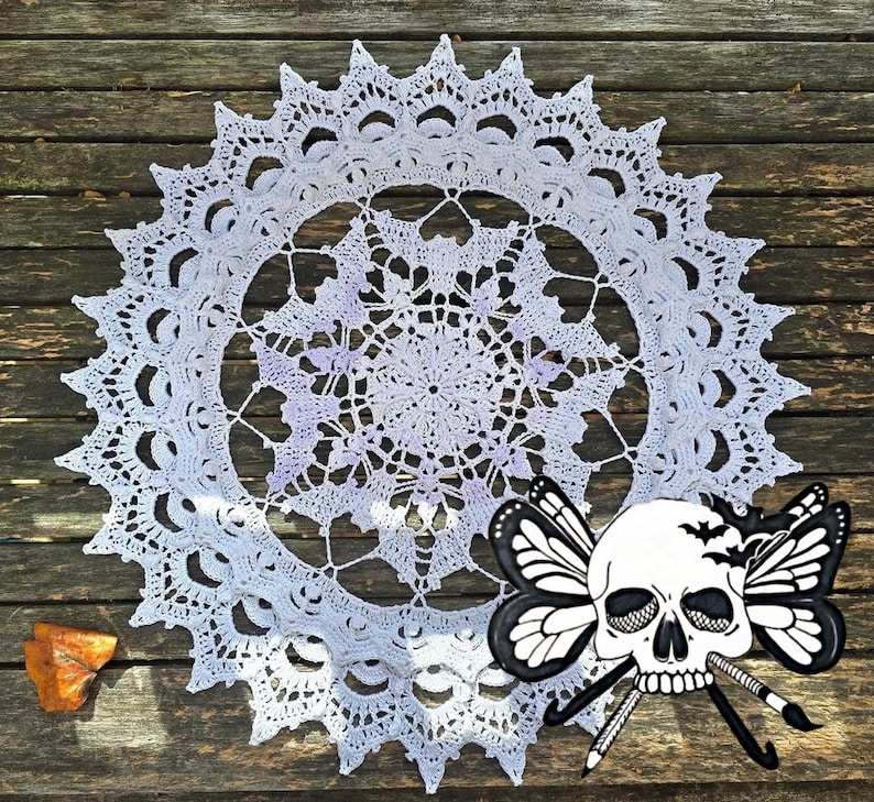 Vampanna Finished Crochet Piece - Doily Lace Decor - Bat Doily - Etsy