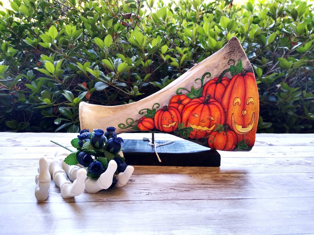 Halloween Painted Calf Scapula: Pumpkin Bone Art - Etsy