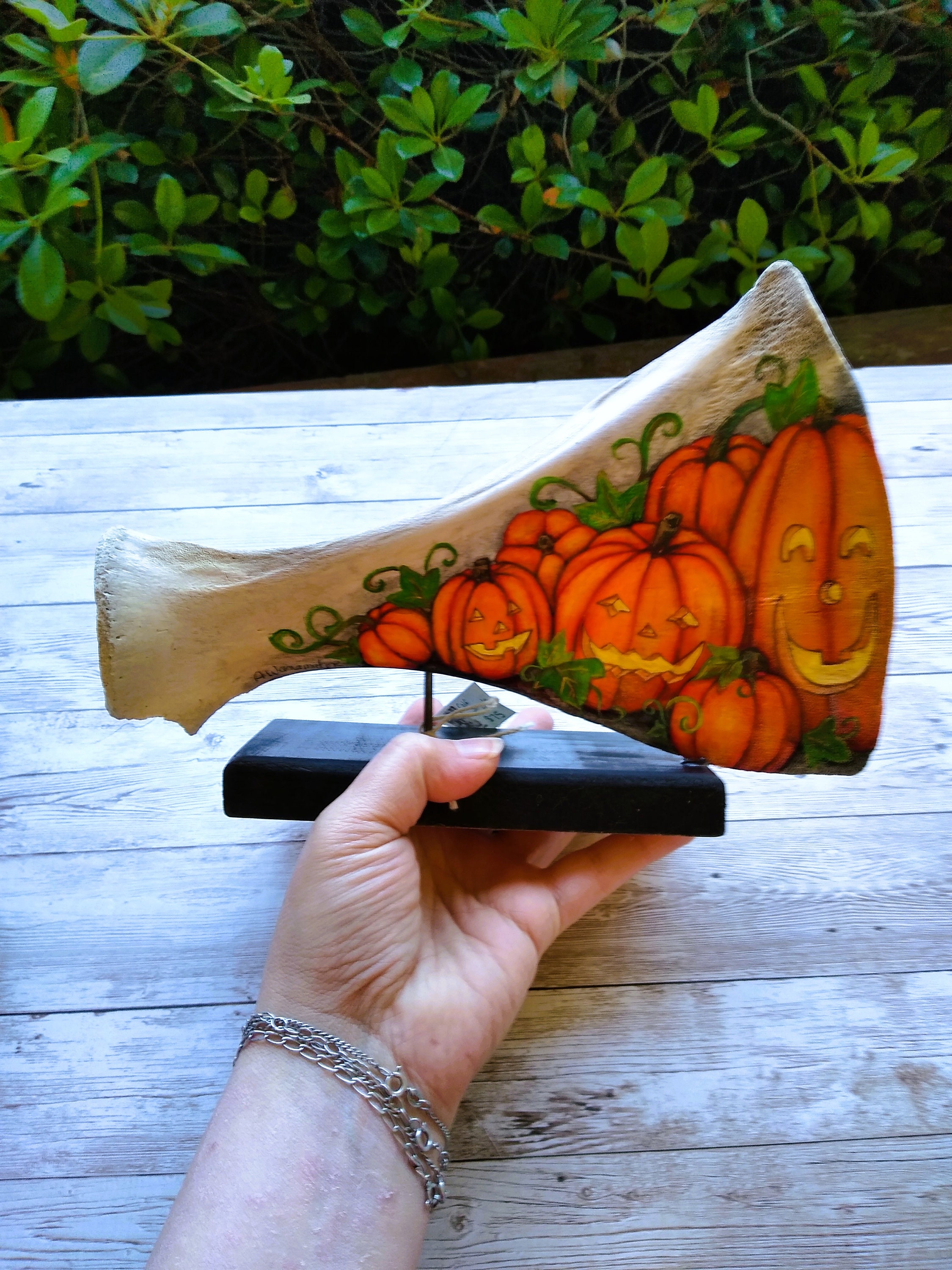 Halloween Painted Calf Scapula: Pumpkin Bone Art - Etsy