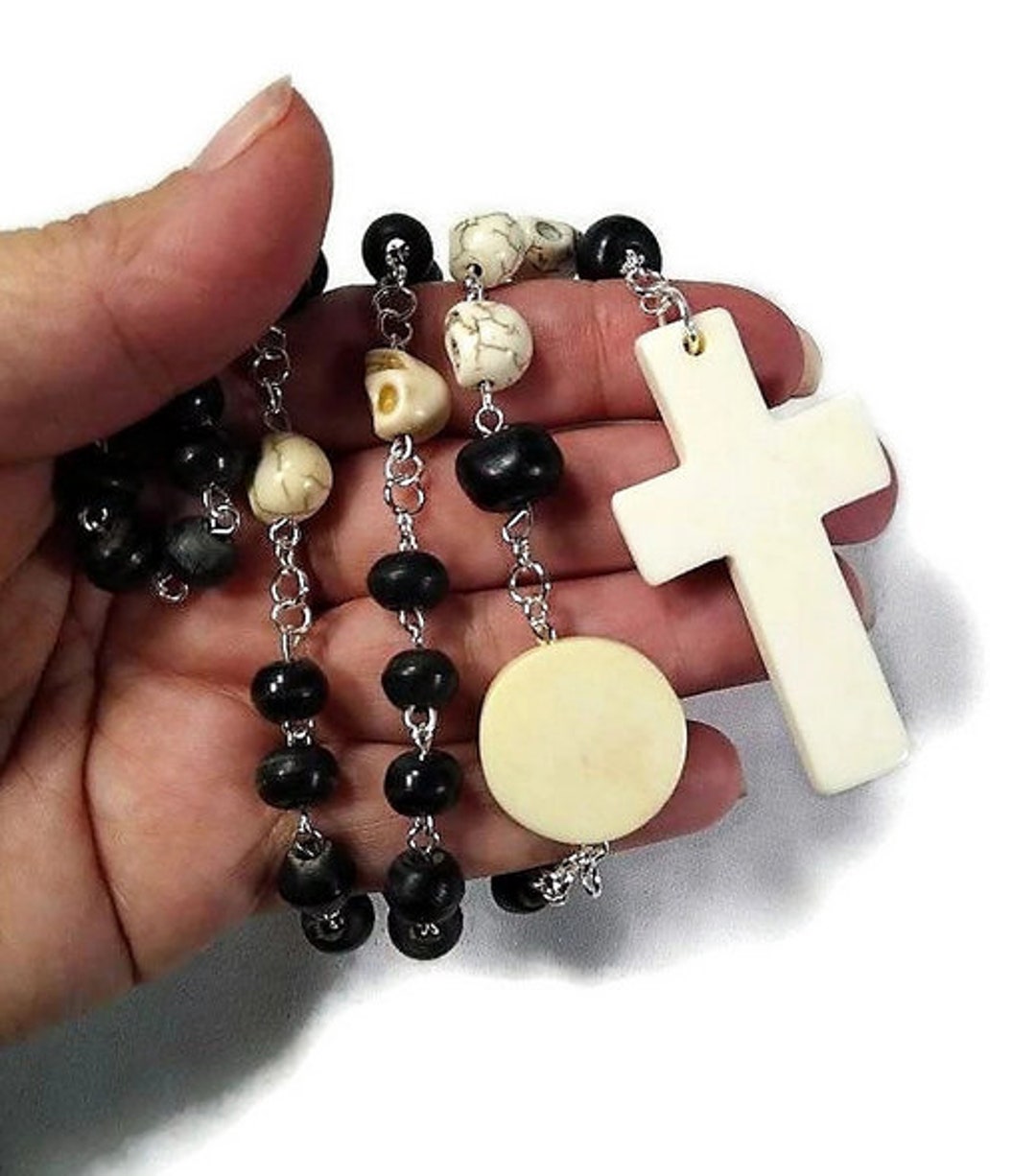 Religious Gothic Catholic Rosary - Bone Rosary - Rosary - Gothic Rosary ...