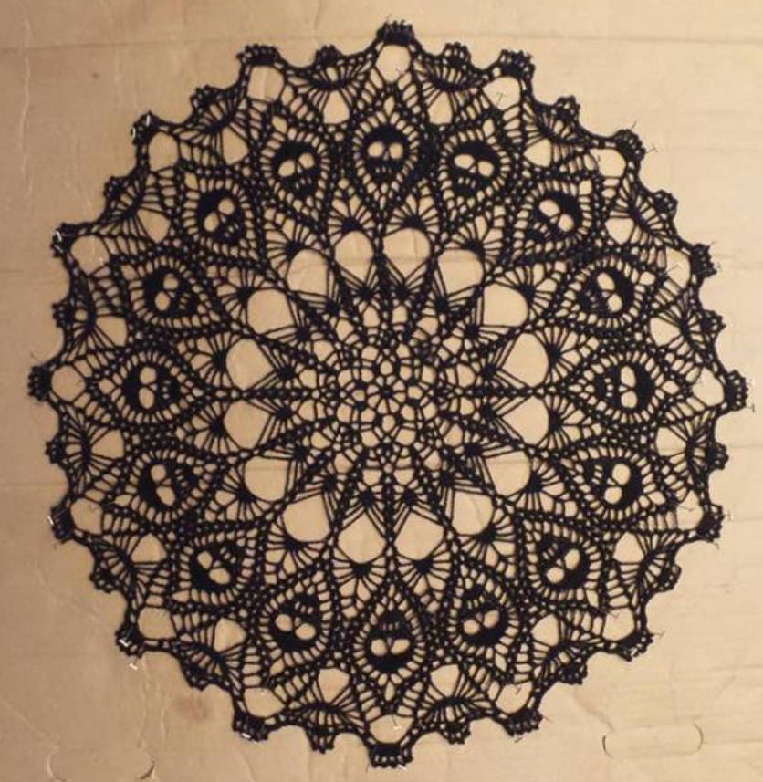Crown of Skulls Doily - BLACK Crochet Doily - Crochet Lace - Skull Lace ...