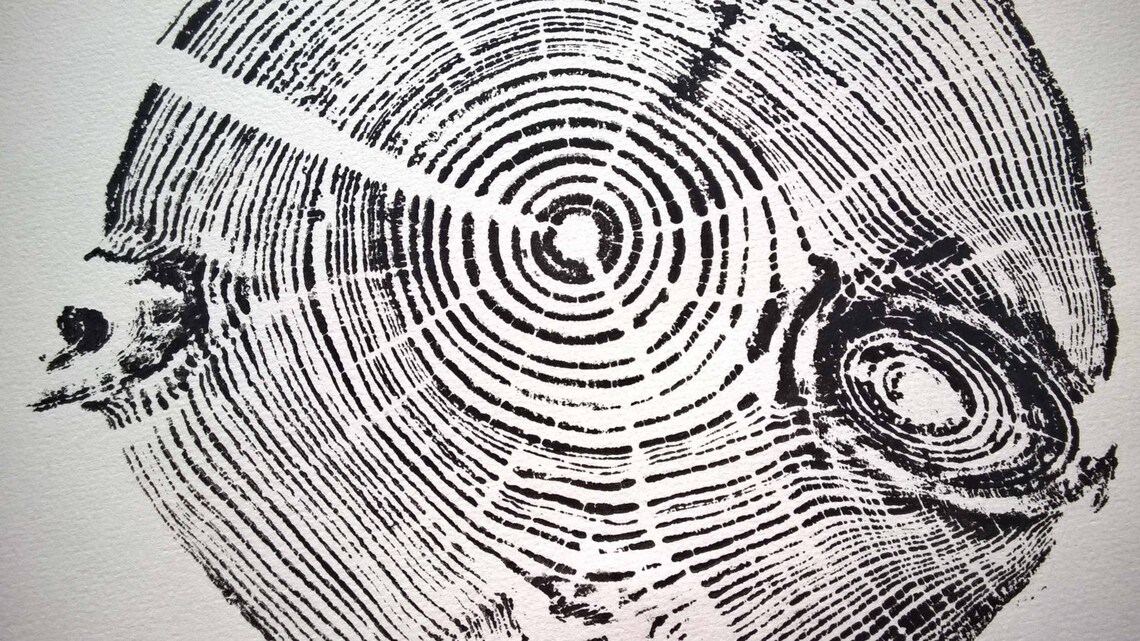 Tree Print Tree Ring Print Rustic Print Original Handmade - Etsy