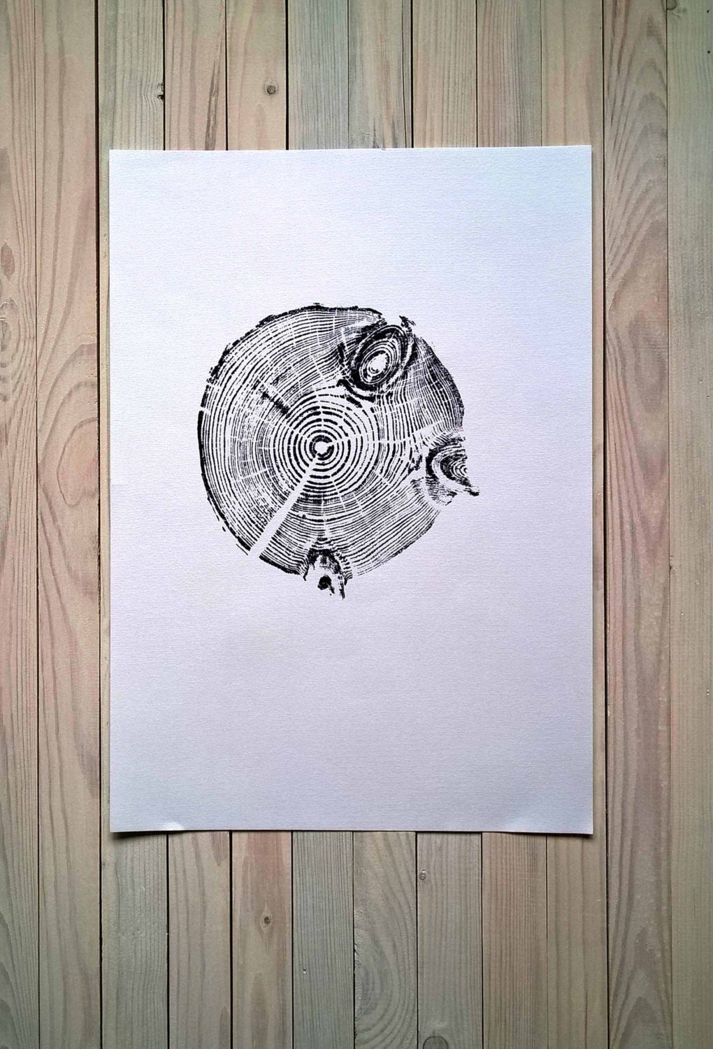 Tree Print Tree Ring Print Rustic Print Original Handmade - Etsy