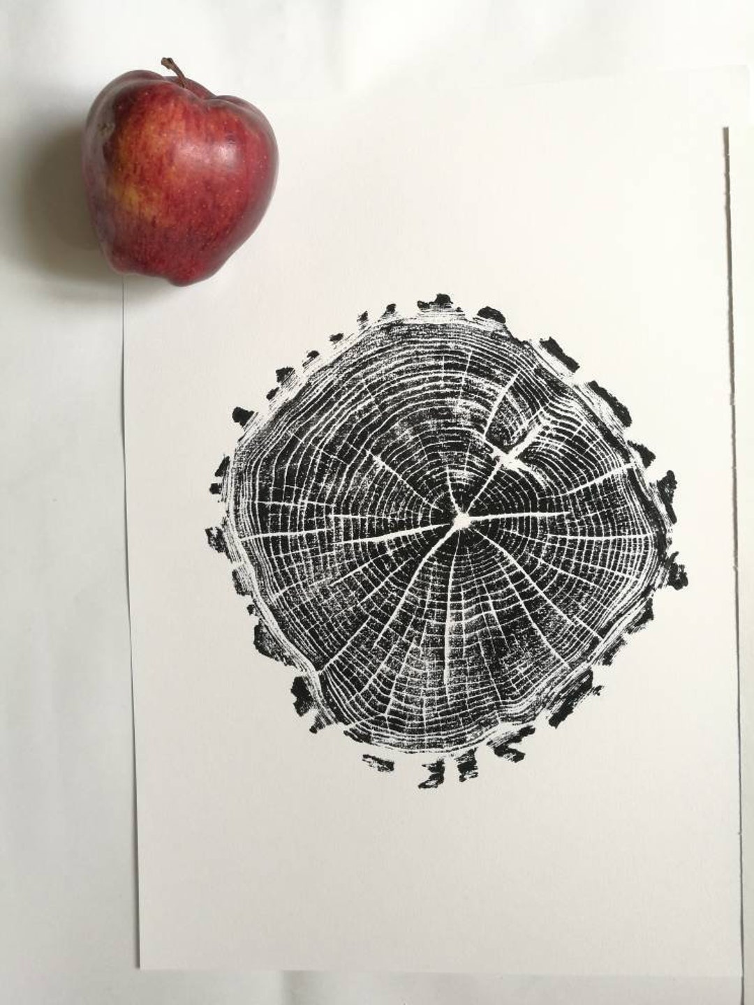 Tree Print, Tree Ring Print, Rustic Print, Original Handmade Print of ...