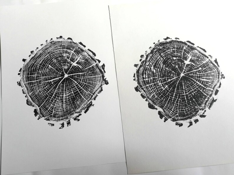 Tree Print Tree Ring Print Rustic Print Original Handmade - Etsy