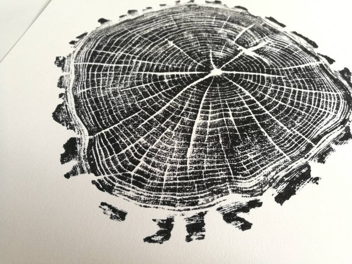 Tree Print Tree Ring Print Rustic Print Original Handmade - Etsy