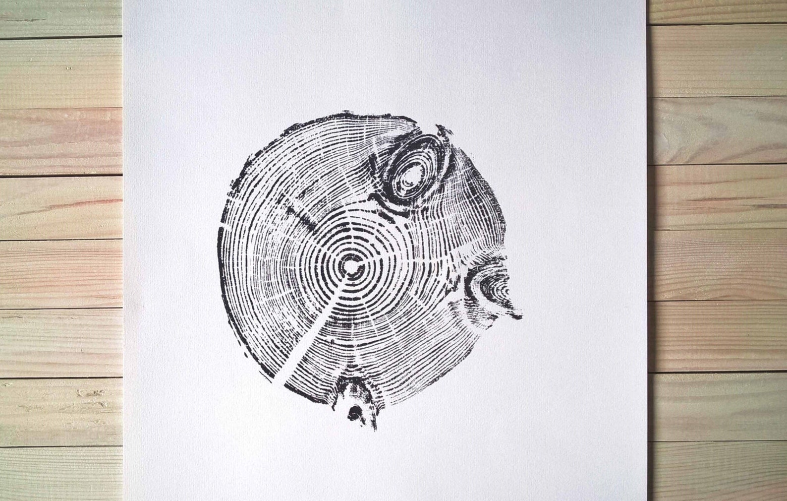 Tree Print Tree Ring Print Rustic Print Original Handmade - Etsy