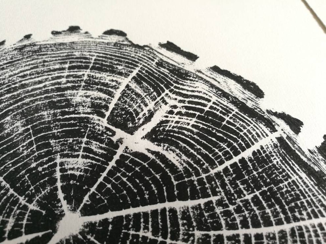 Tree Print Tree Ring Print Rustic Print Original Handmade - Etsy