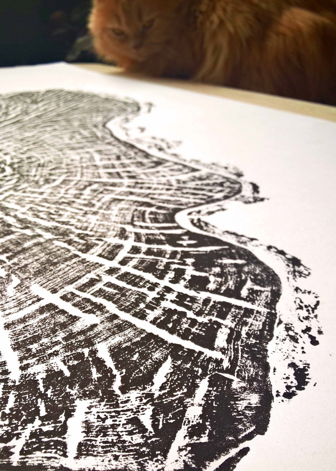 Original Hand-pressed Print. Wall Art. Big Unusually Shaped - Etsy