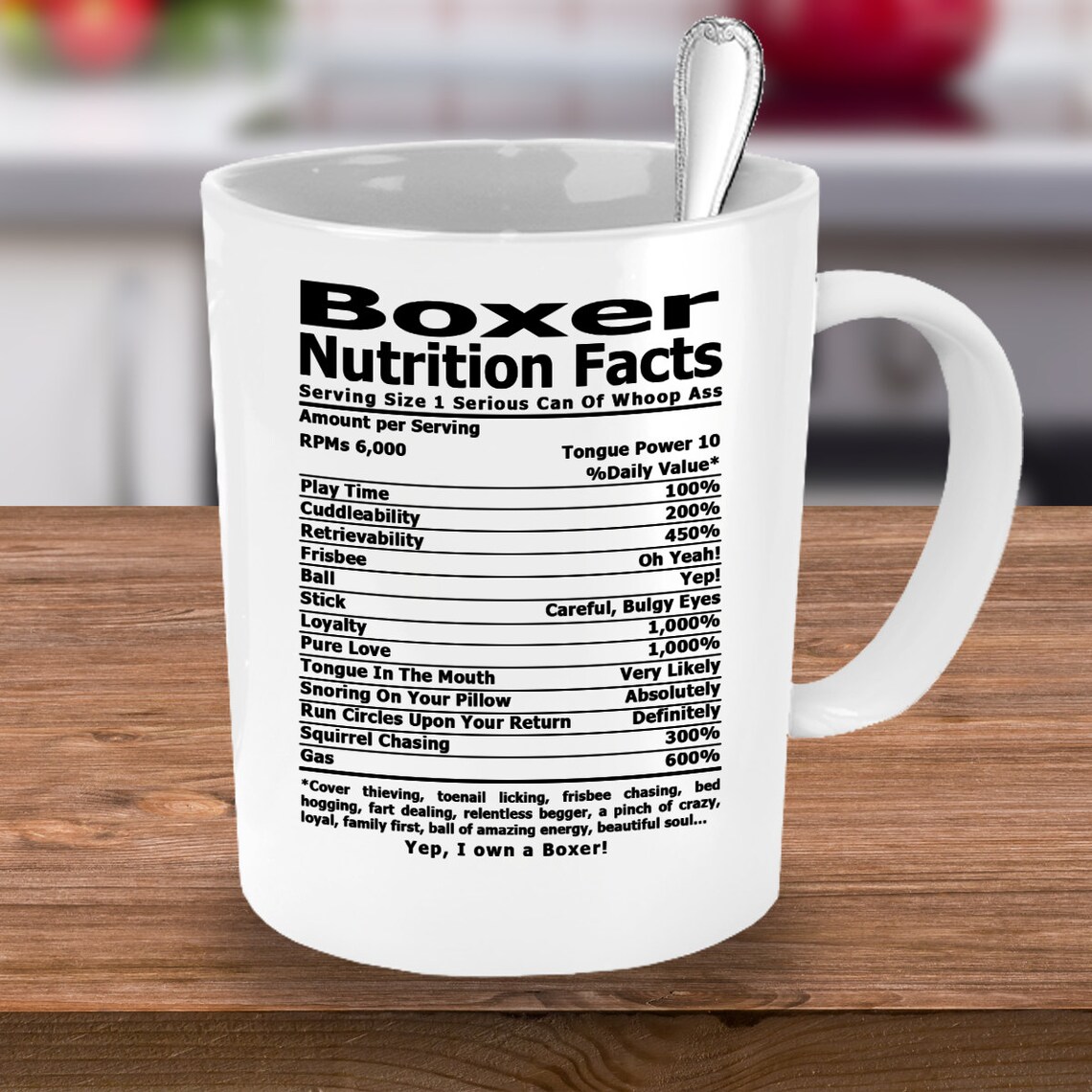 Boxer Dog Nutrition Facts Coffee Mug, Funny Dog Owner Gift - Etsy
