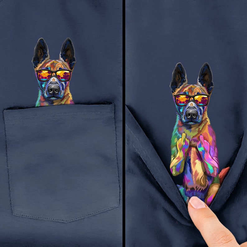 Malinois Hidden Middle Finger in Pocket T-shirt, Fetch This Funny Pun ...