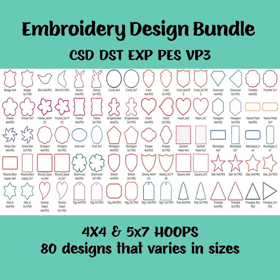 Embroidery Design Bundle - Applique Shapes - Etsy