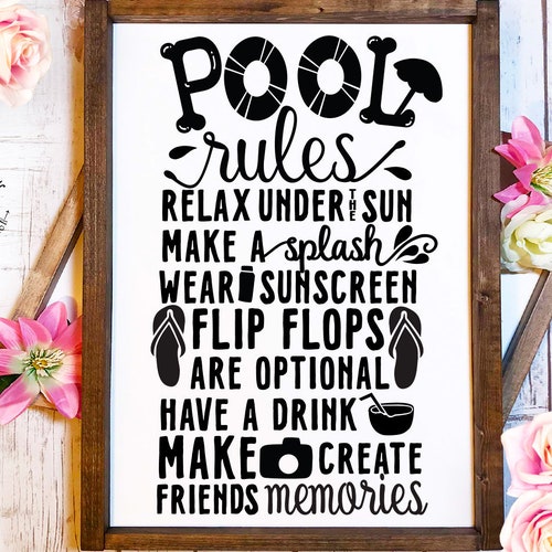 Pool Rules Svg Pool Rules Cut File in Svg Dxf Png Pool | Etsy