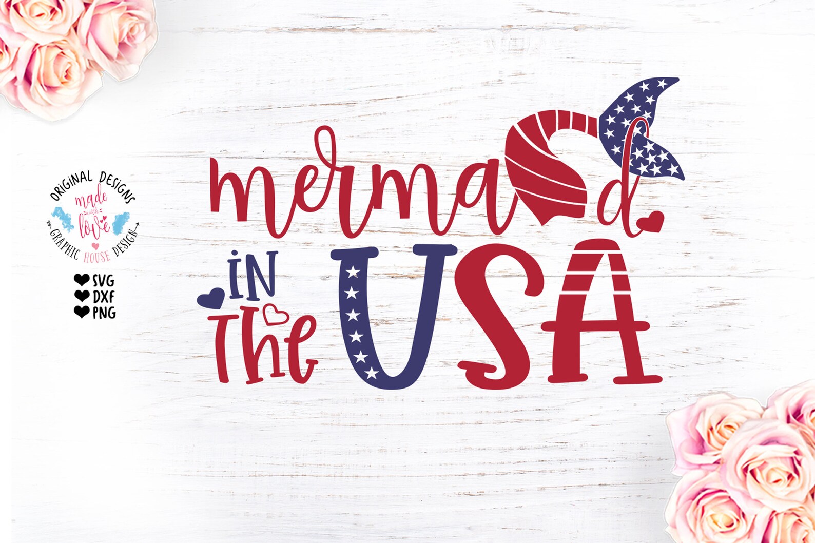 Mermaid in the USA Mermaid Svg USA Svg Independence Day | Etsy