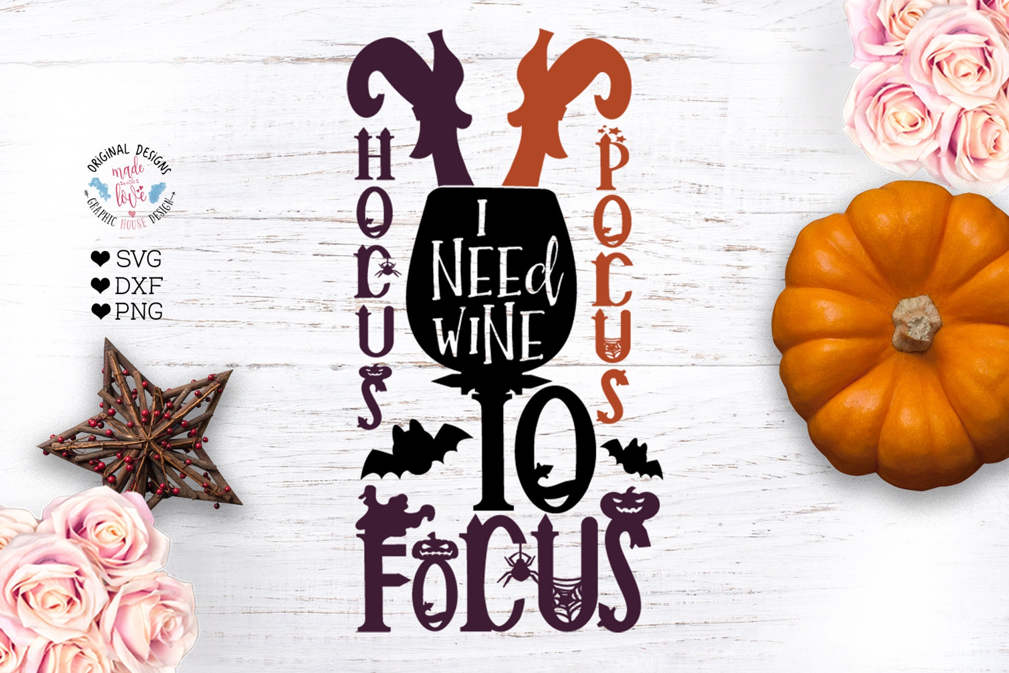 Hocus Pocus I Need Wine to Focus Funny Halloween Cut File in | Etsy