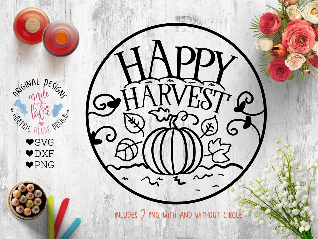 Happy Harvest Cut File in SVG Dxf PNG Happy Harvest - Etsy