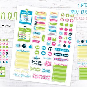 Print N Cut Fitness Stickers, Printable Fitness Exercise Stickers ...