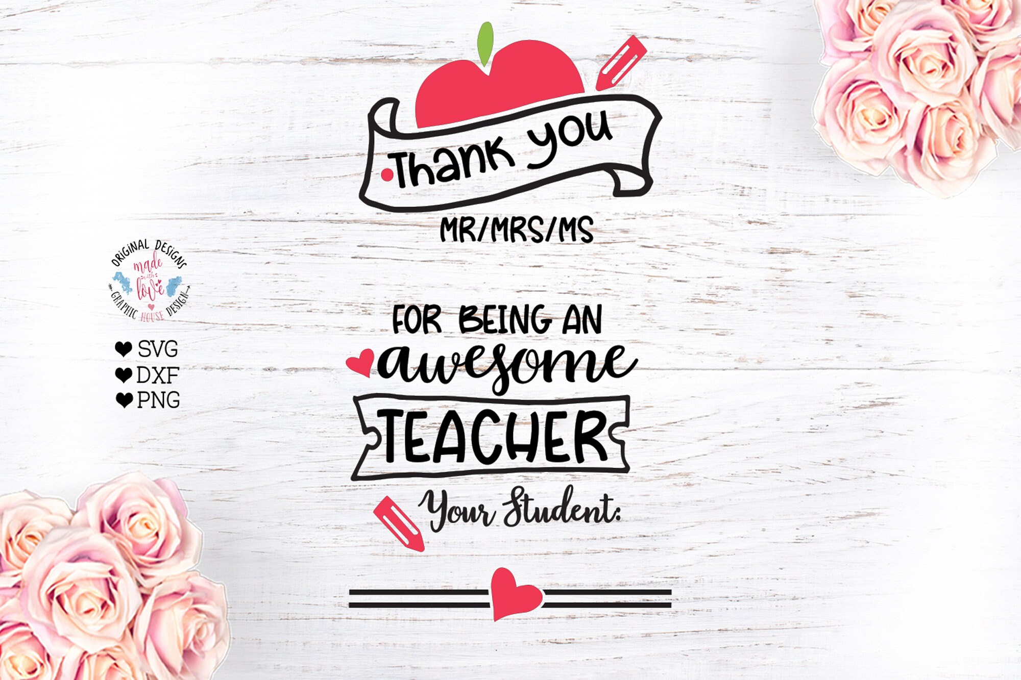 Teacher's thank you Appreciation Cut File Teachers svg | Etsy