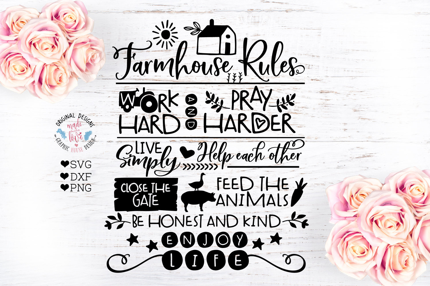 Farmhouse Svg Farmhouse Rules Cut File in SVG DXF and PNG - Etsy