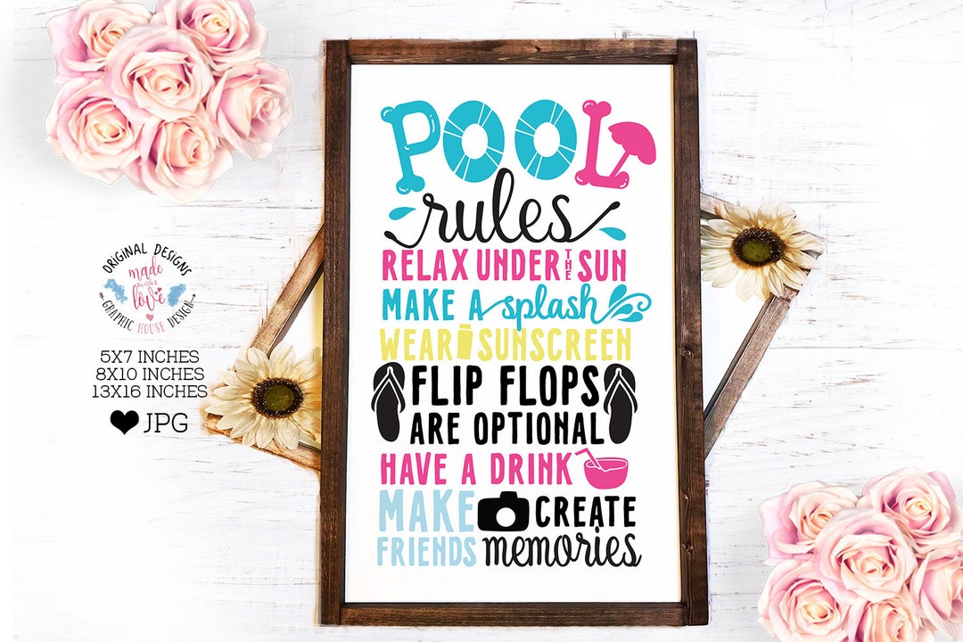Pool printable, pool rules printable, pool printable sign, vacation ...