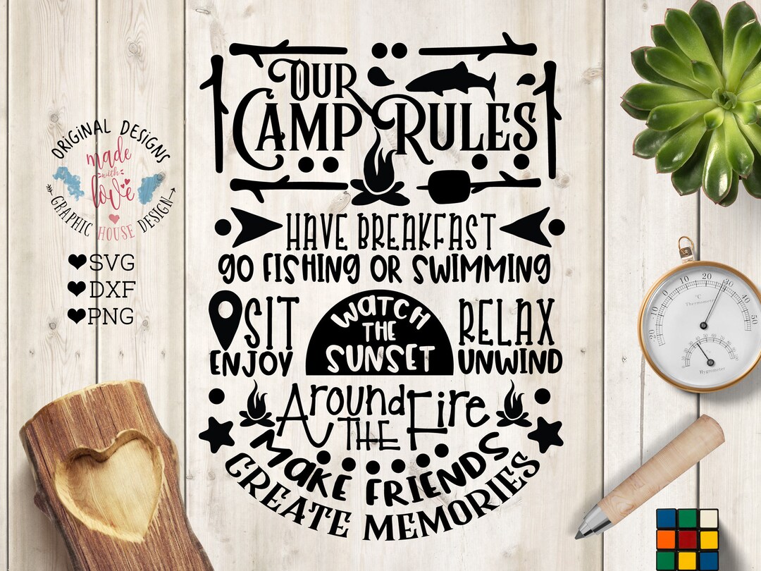 Camp Rules Svg, Our Camp Rules Cut File in SVG, DXF, PNG, Camp Rules ...