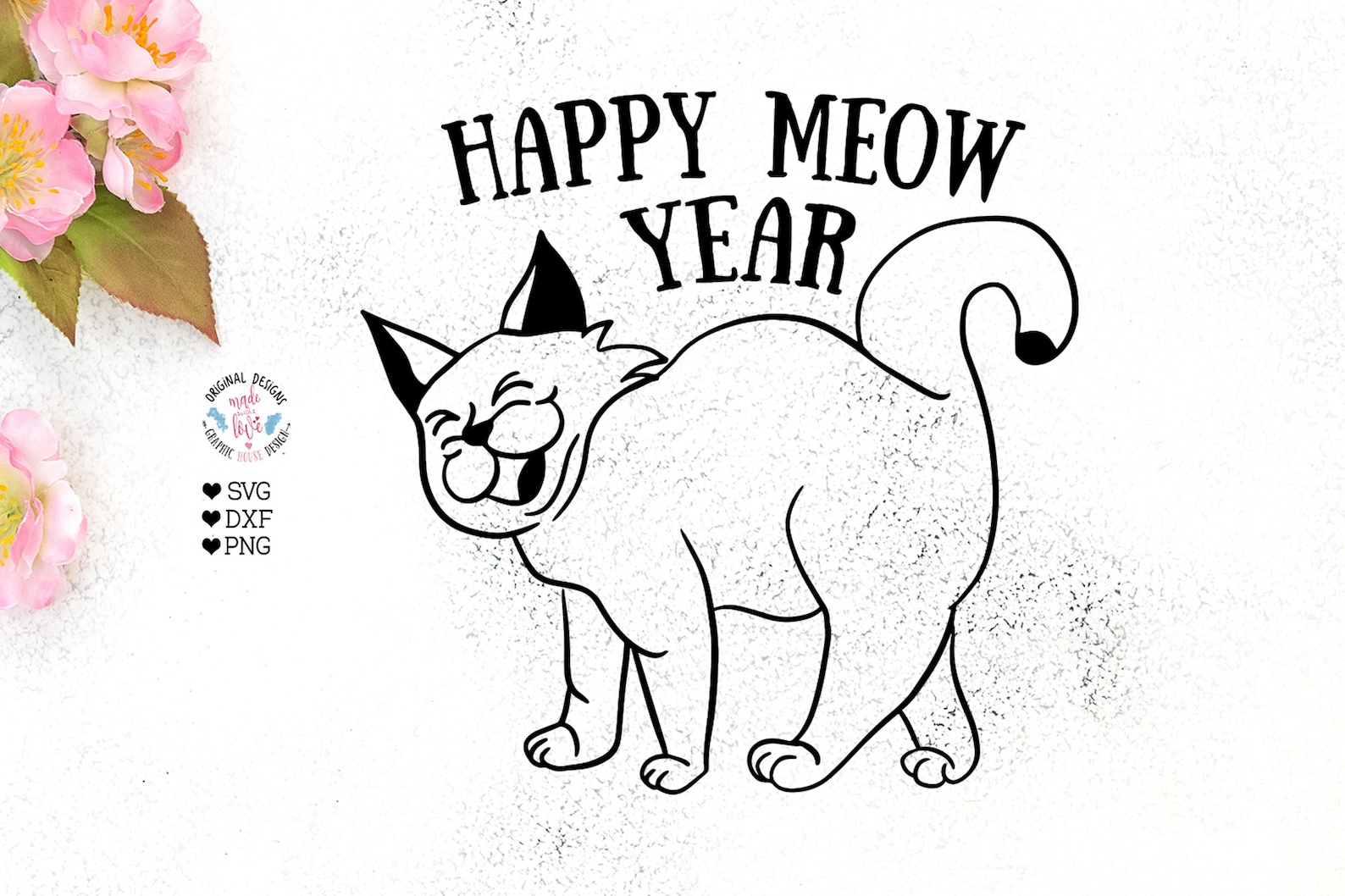 Happy Meow Year New Year's Cat Cut File New Year's - Etsy