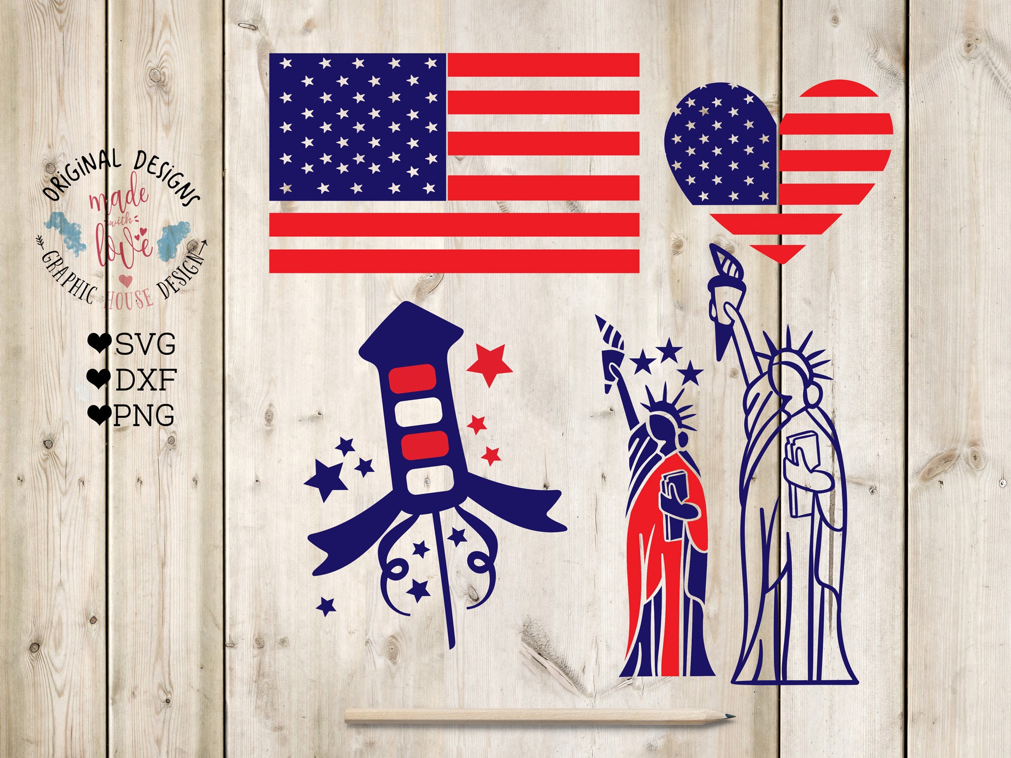 American Flag Statue of Liberty Firecracker and American | Etsy