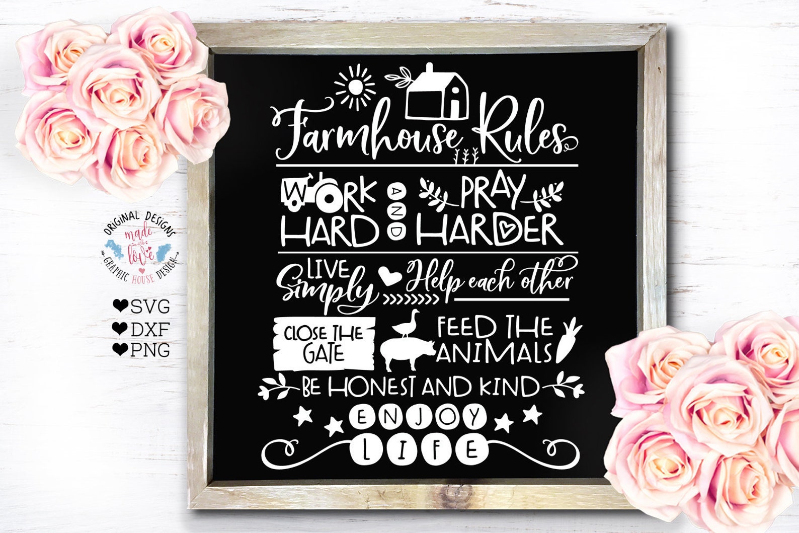 Farmhouse Svg Farmhouse Rules Cut File in SVG DXF and PNG - Etsy