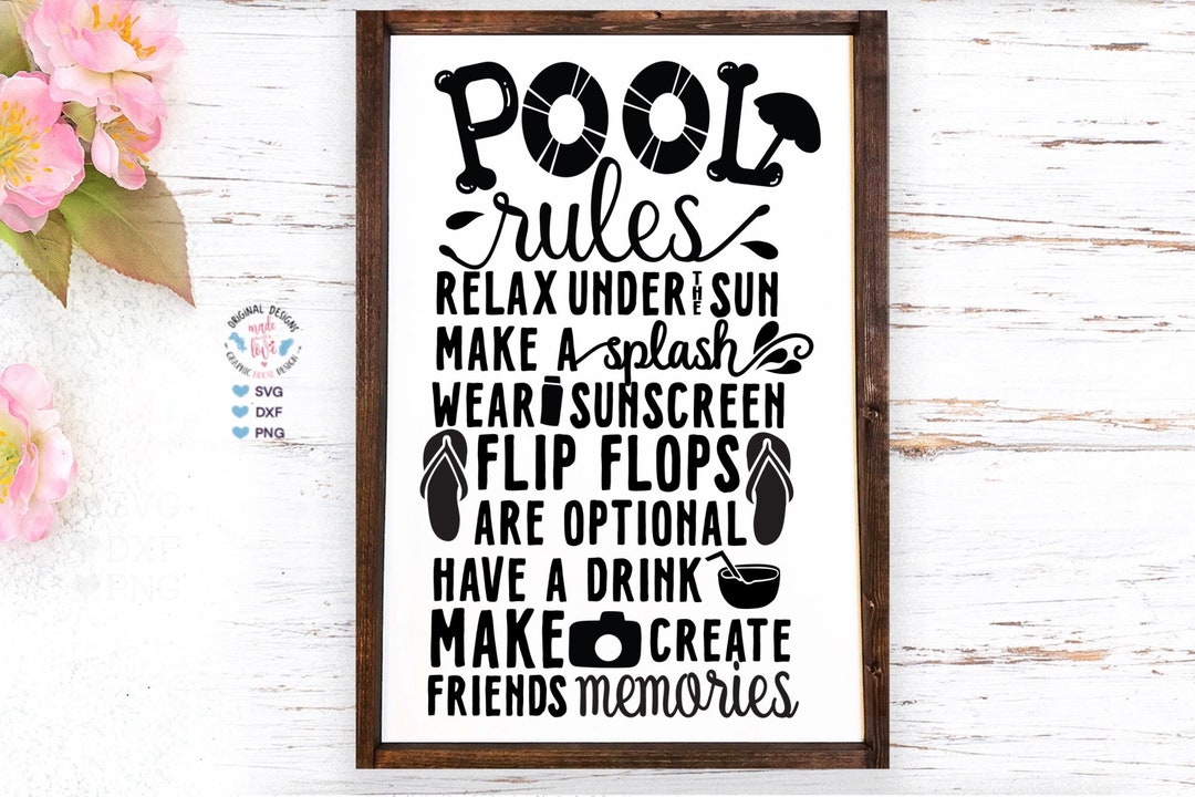 Pool Rules Svg, Pool Rules Cut File in Svg, Dxf, Png, Pool Svg, Pool ...