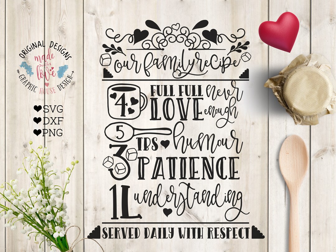 Family Recipe Svg File, Family Recipe Cut File in SVG, DXF, PNG, Family ...