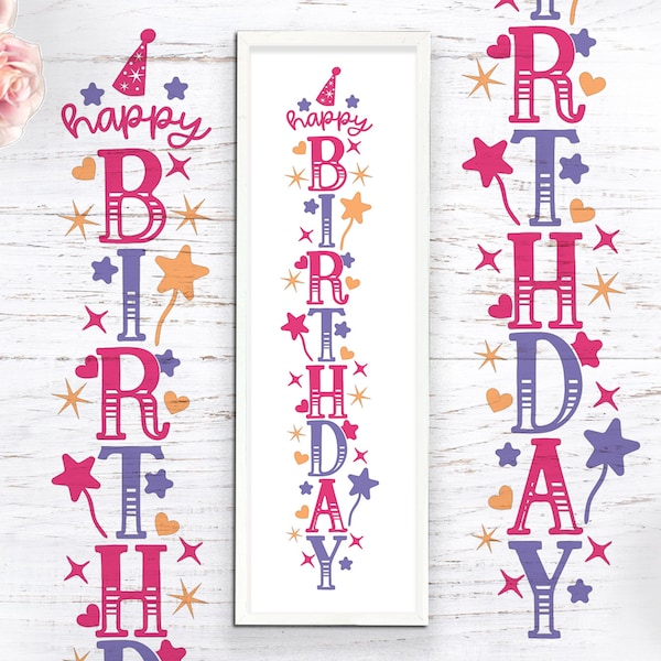 Vertical Happy Birthday Svg - Etsy