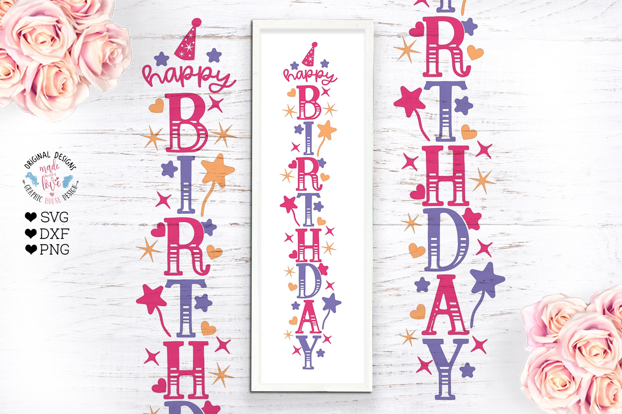 Happy Birthday Vertical Sign Happy Birthday Birthday | Etsy