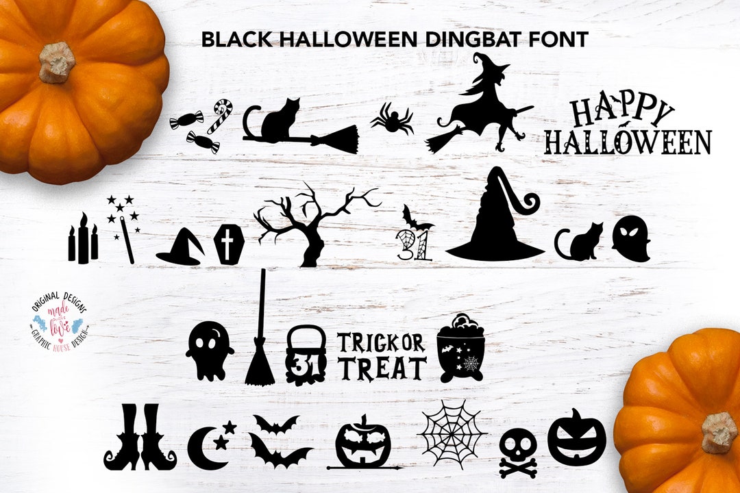 Fall Halloween Dingbat Color Font, Dingbat Font, Autumn Font, Fall Font ...