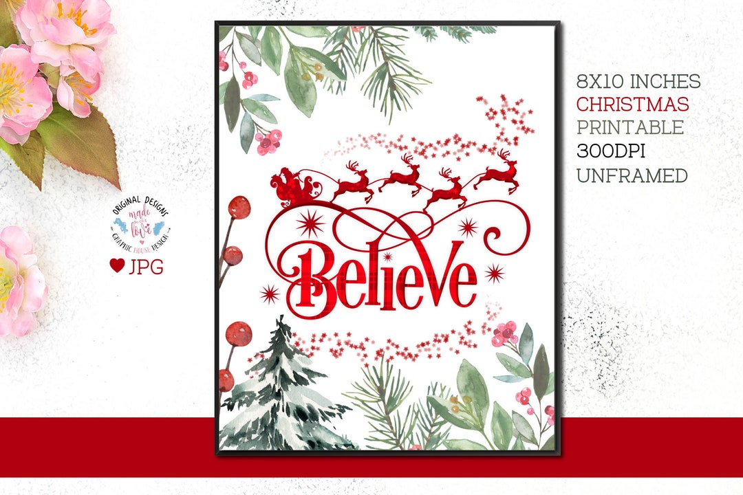 Believe Christmas Printable, Christmas Printable, Christmas Decor ...