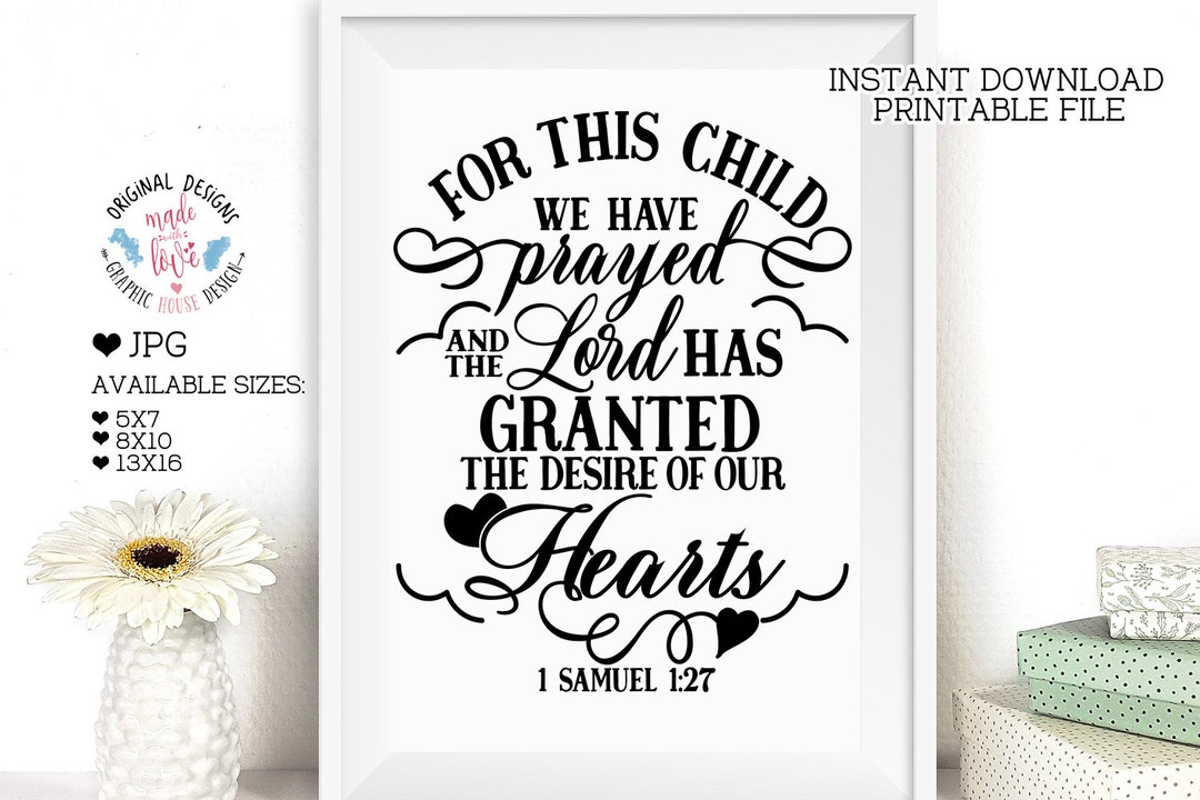 For This Child We Have Prayed Printable, New Baby Printable, Newborn ...