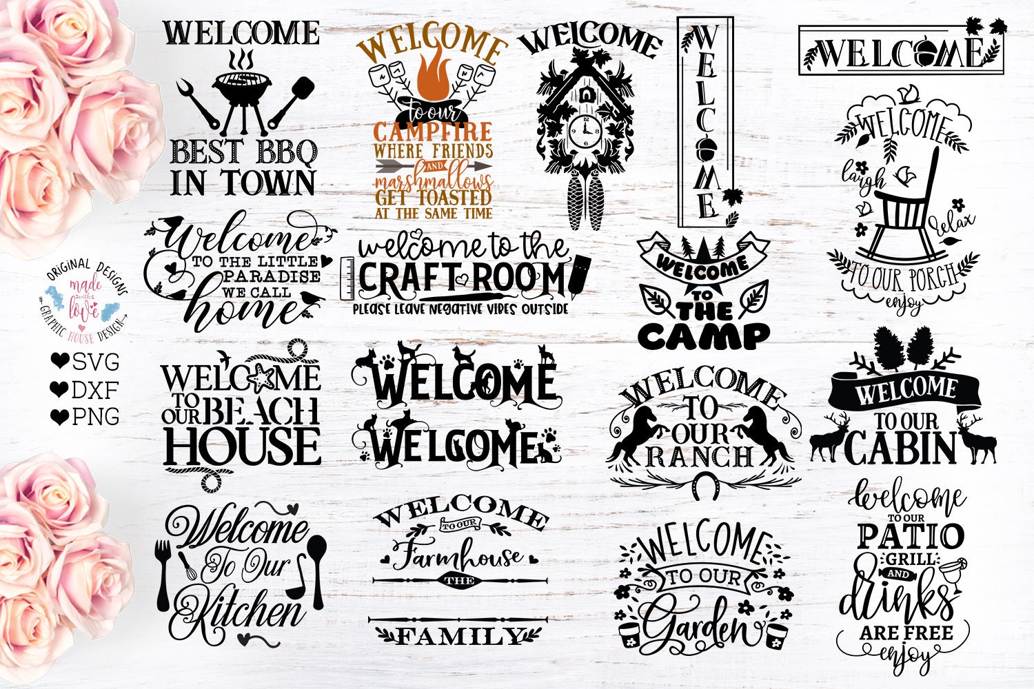 Welcome Svg Welcome Home Cut File Bundle in SVG DXF and PNG - Etsy