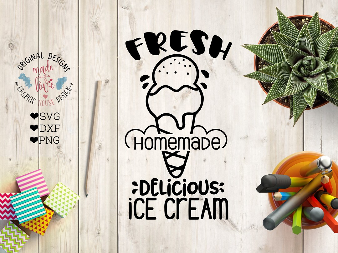 Helado SVG, Archivo de corte de helado casero fresco en SVG, DXF, png ...