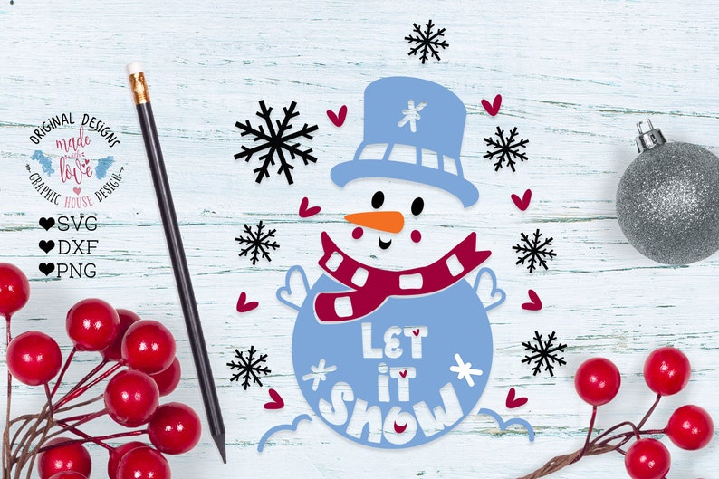 Snowman svg Let it Snow Cut File in SVG DXF PNG Winter svg | Etsy