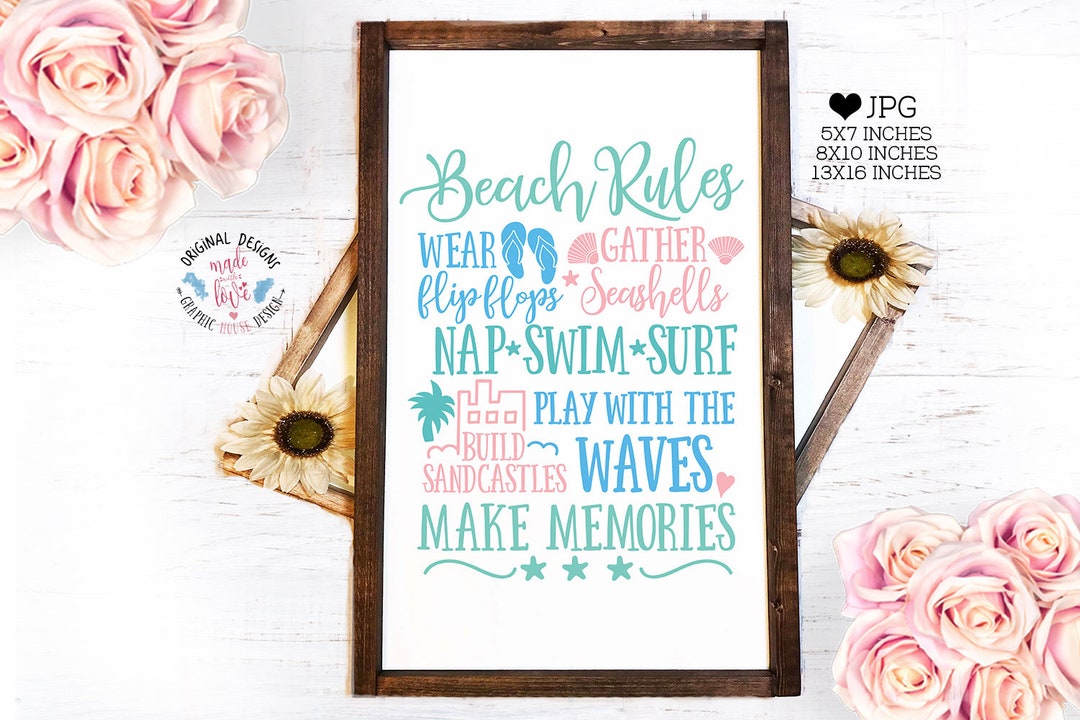 Beach Printable, Beach Rules Printable, Beach Printable Sign, Vacation ...