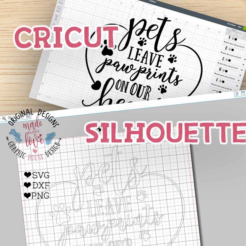 Pet Memorial Cut File in SVG DXF PNG Pets Leave Paw Prints on - Etsy UK