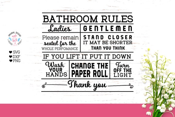 Bathroom Rules Bathroom Rules Svg Bathroom Svg Half-bath - Etsy