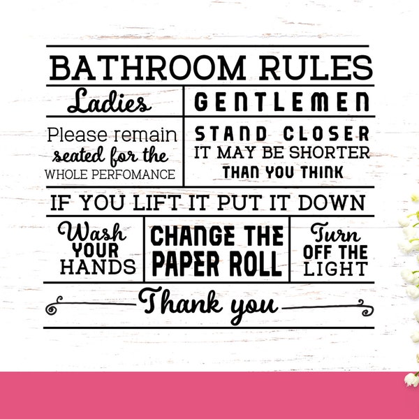 Bathroom Rules Svg - Etsy